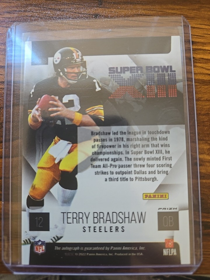 2023 Panini Terry Bradshaw Super Bowl XIII On Card Auto Autograph SSP ...