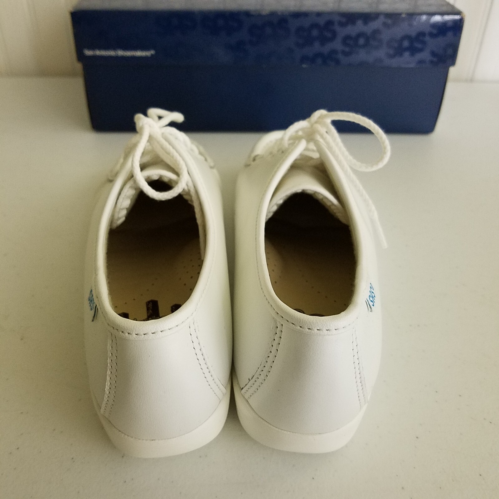 SAS SIESTA Moc Toe Lace Up White Leather Soft Step Shoes Womens 7.5 M ...