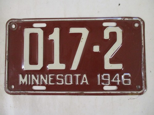 1946 Minnesota DEALER License Plate Tag have same number 46, 47, 48 ...
