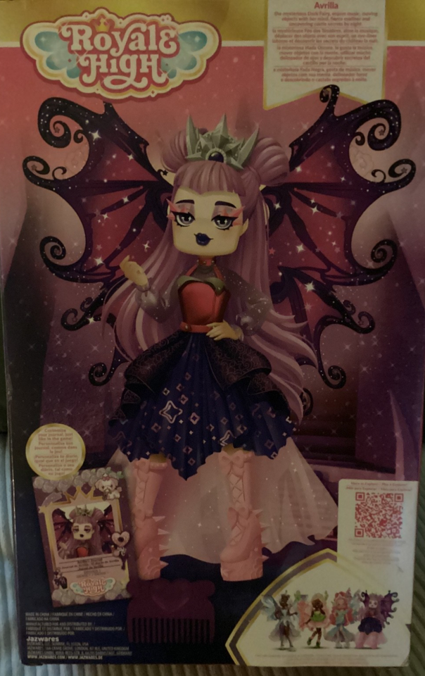 Roblox Royale High Avrilla the Dark Fairy Fashion Doll with virtual ...