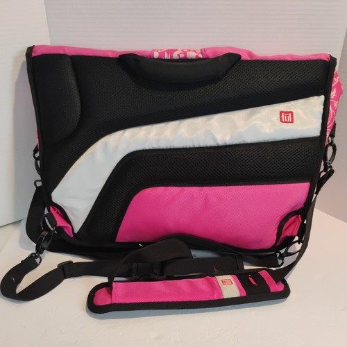 FUL Pink Floral Cross Body Laptop Messenger Bag, multi pockets ...