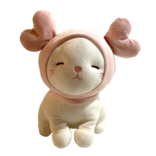 Miniso Cat Plush Kawai Stuffed Animal Throw Pillow Double Heart Beanie ...
