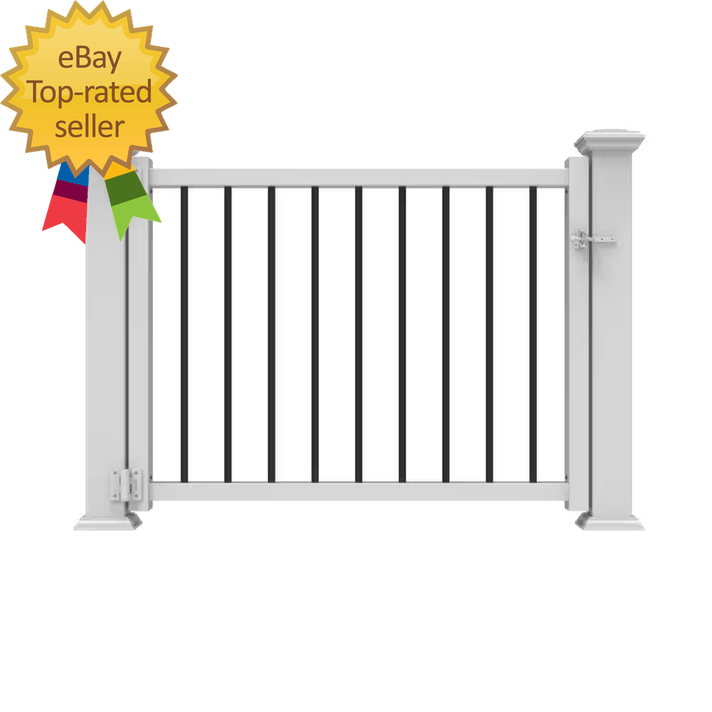 36 In. to 48 In. Traditional White Poly-Composite Rail Gate Kit with ...