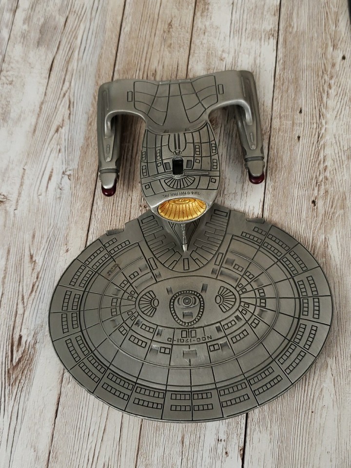 Franklin Mint Star Trek Pewter USS Enterprise Figurine NCC-1701 D wth ...