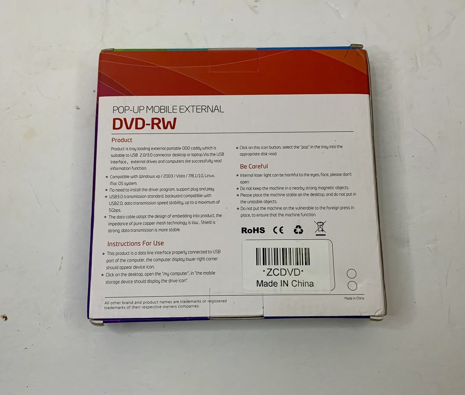 Pop-Up Mobile External DVD-RW Drive USB 2/3.0 up to 5Gbps Windows ...