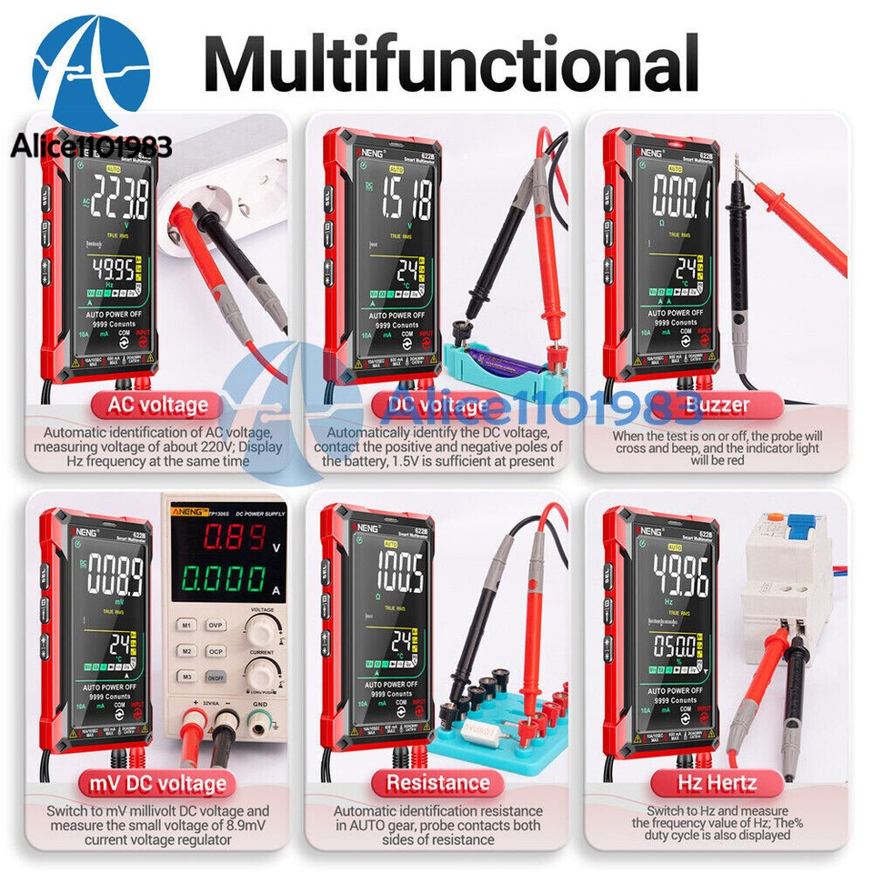 ANENG 622B Digital Smart Touch Multimeter Auto Range DC/AC infrared ...