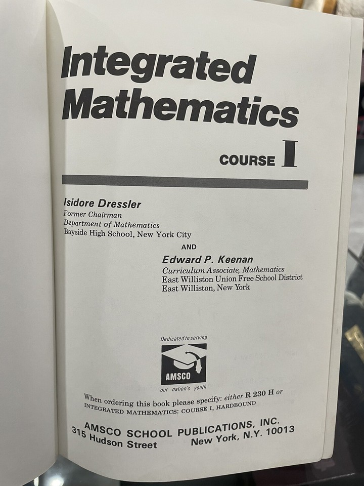 INTEGRATED MATHEMATICS COURSE, 1 By Dressler And Keenan - Hardcover | eBay