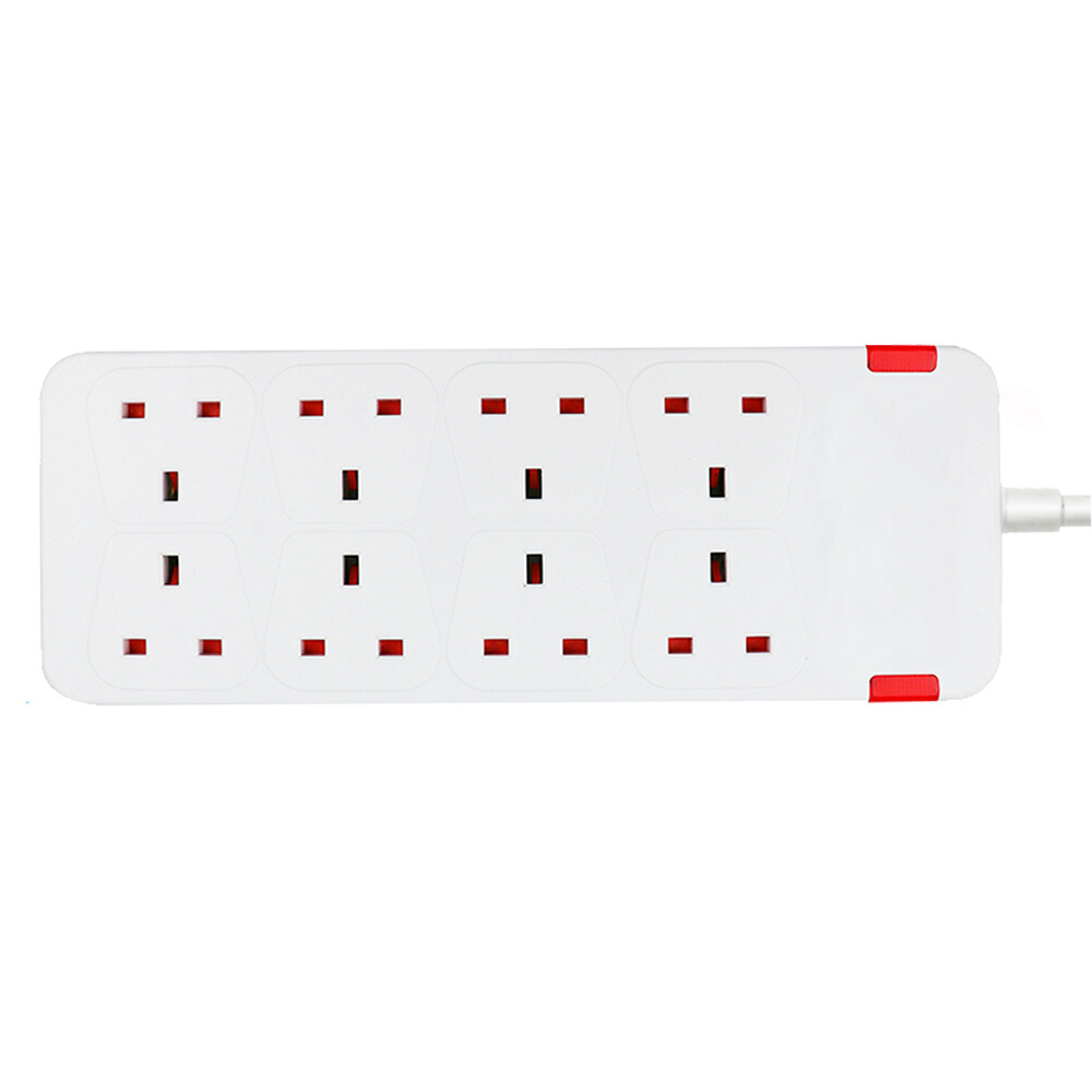 8 Way Gang Mains Extension Lead 2m 5m Cable UK Plug Electric Socket ...
