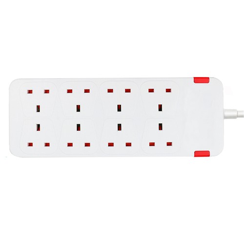 8 Way Gang Mains Extension Lead 2m 5m Cable UK Plug Electric Socket ...