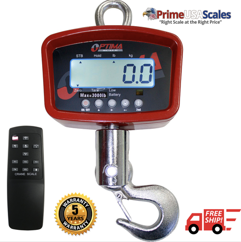 Optima Scales OP-924B-2000 General Purpose Crane Scale 2,000 lb x 1 lb ...