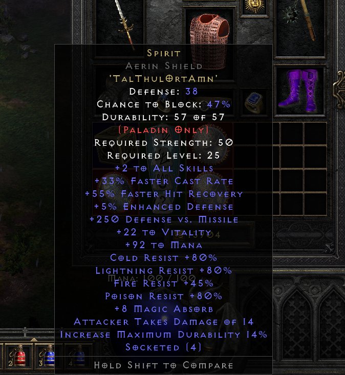 Diablo 2 - Spirit Paladin Shield - D2R - XBOX PC - Softcore Non Ladder ...