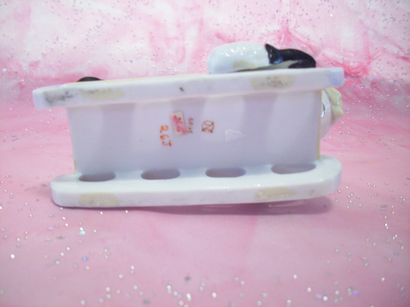 🎁i💗 Vtg Christmas Sledding Skiing Snow Baby Angel Japan Figurine | eBay