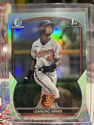 Leandro Arias 2023 Bowman Lunar Glow Refractor 1st Chrome Orioles #BCP ...