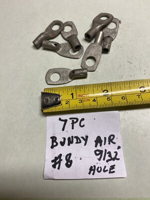 7 Pc Bundy Air Crimping ELECTRICAL TERMINAL 8/0 AWG 9/32” Hole Wire ...