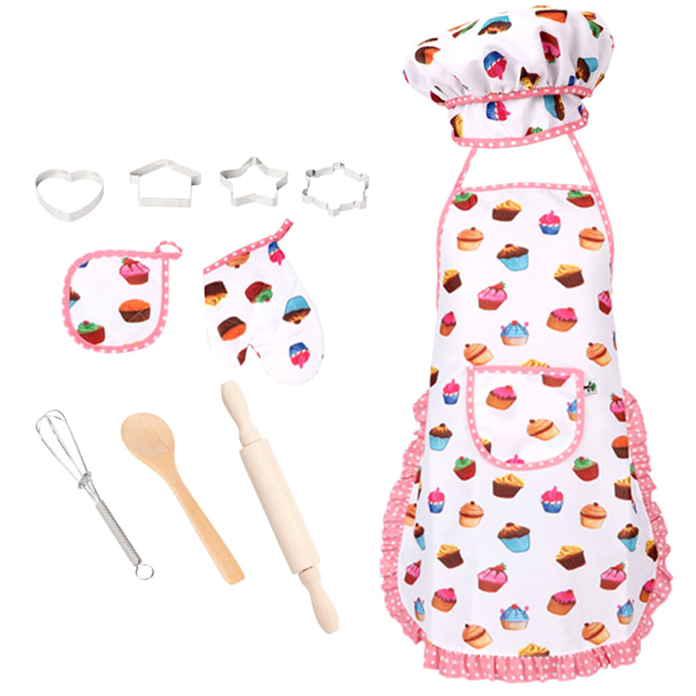 11pcs Oven Mitt Role Play Baking Hat For Kids Kitchen Toy Apron Cook ...