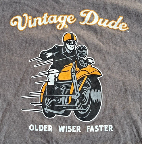 Vintage Dude Older Wiser Faster Men's Motorcycle Large Short Sleeve T ...