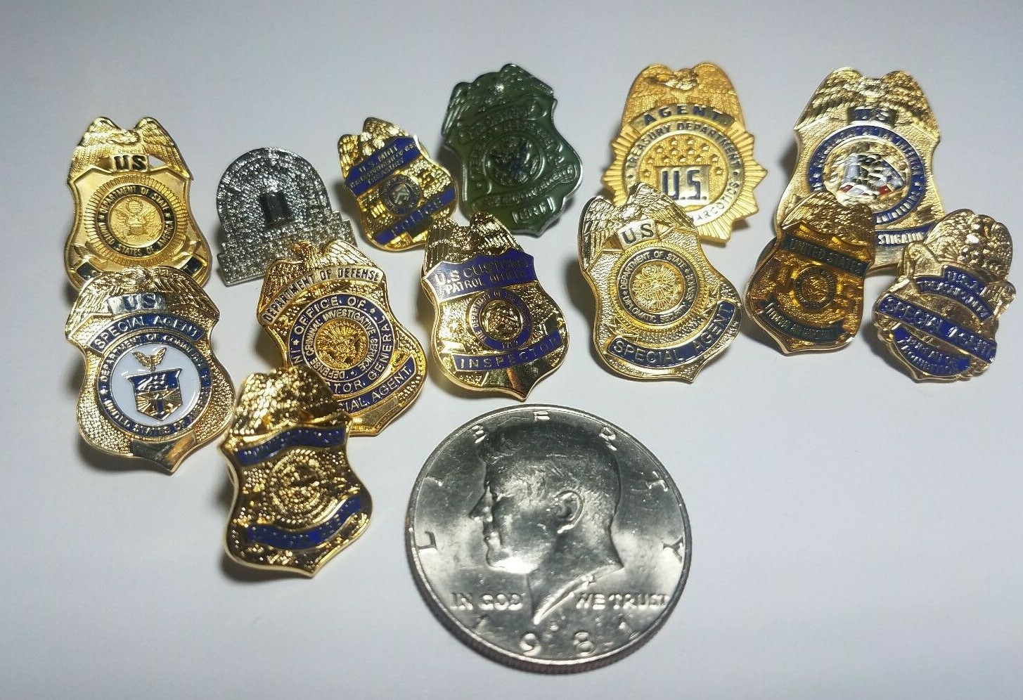 Federal MINI PIN set 13 pc CID DOJ BIA DOD Treasury Mint Commerce ...