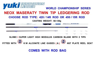 YUKI NEOX MASERATY TWIN TIP BEACH LEDGERING ROD 3pc CARBON BEACHCASTER ...