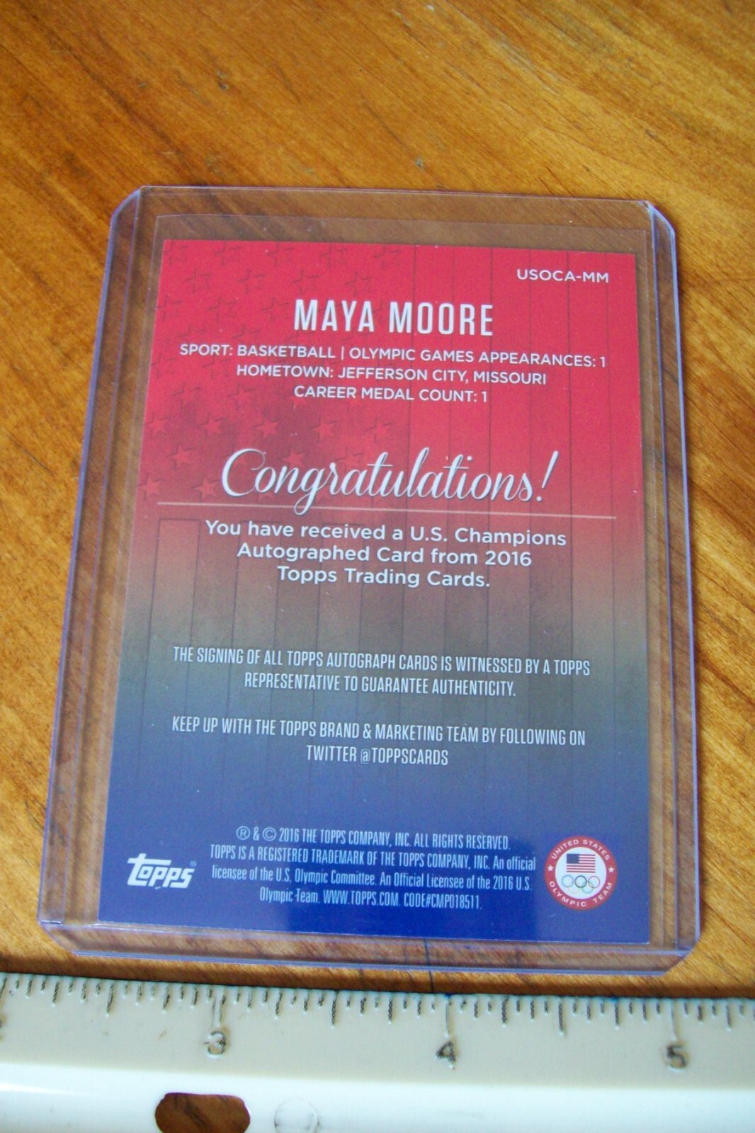 2016 Topps Olympics U S Champions Basketball Maya Moore Gold Autograph ...