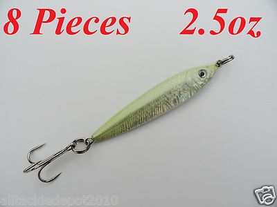 8 Pieces 2.5oz glow mega live bait metal jigs saltwater fishing lures ...