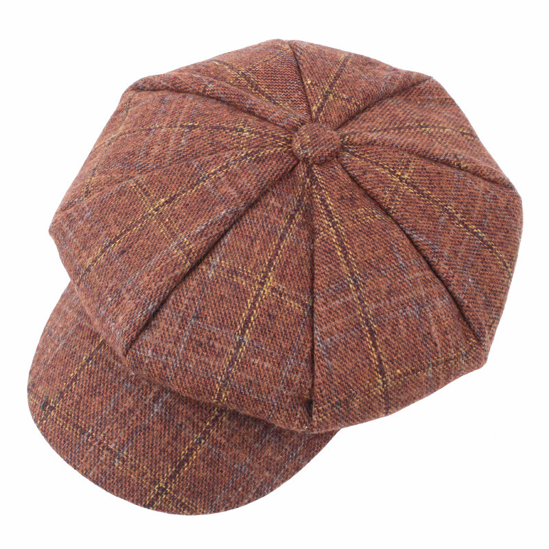 ZONBAILON Unisex Autumn Winter Octagonal Hat Retro British Style ...