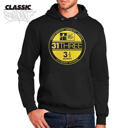 DETROIT NEW ERA STICKER BLACK CLASSIC HOODIE 313 Motor City NewEra ...