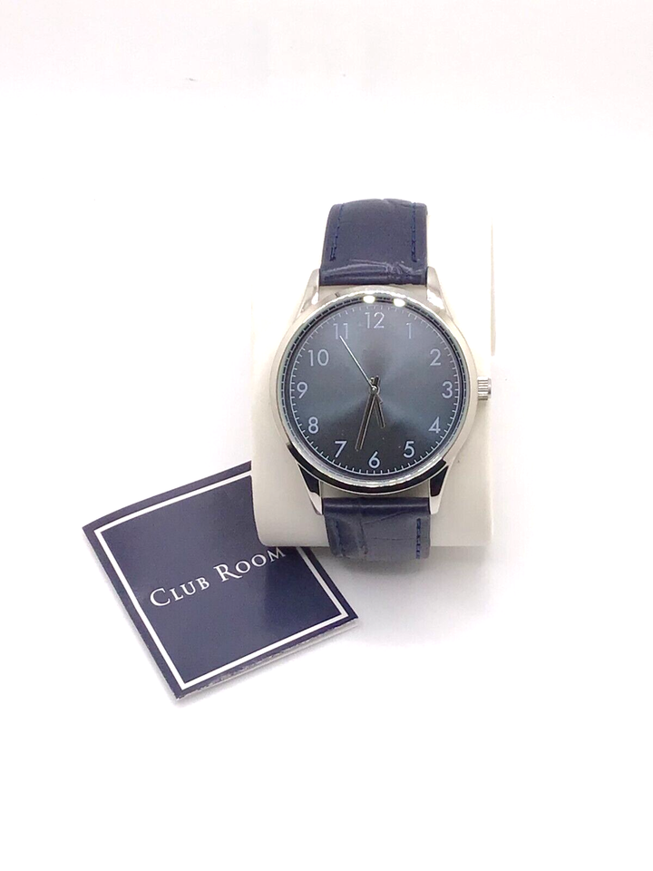 Club Room Men's Blue Leather Band Watch | eBay