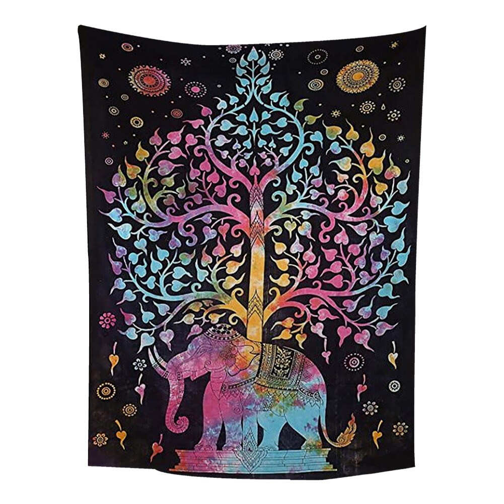 Elephant Tree of Printed Tapestry Polyester Wall Hanging Rugs (100x75cm ...