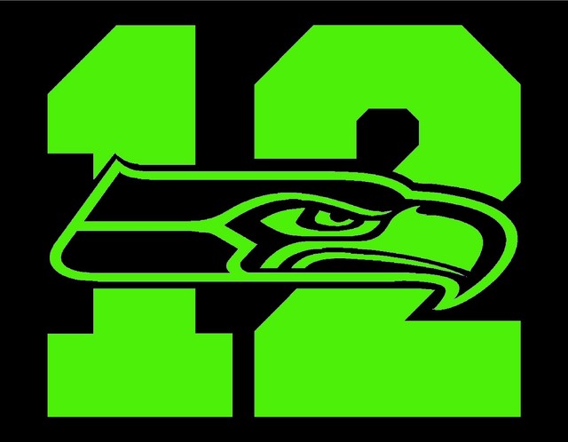SEAHAWK LOGO NUMBER 12 VINYL DECAL NEON GREEN 7x6" SEAHAWKS FOOTBALL | eBay