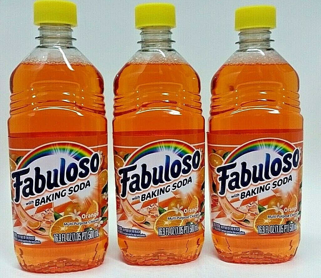3 Bottles x Fabuloso ORANGE w/ BAKING SODA All Purpose Cleaner 16.9 oz ...