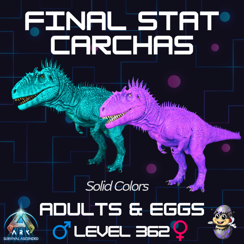 🦖 Carcha Top Stats 1605 M Solid Colors 🔥 Ark Survival Ascended PvE PC ...