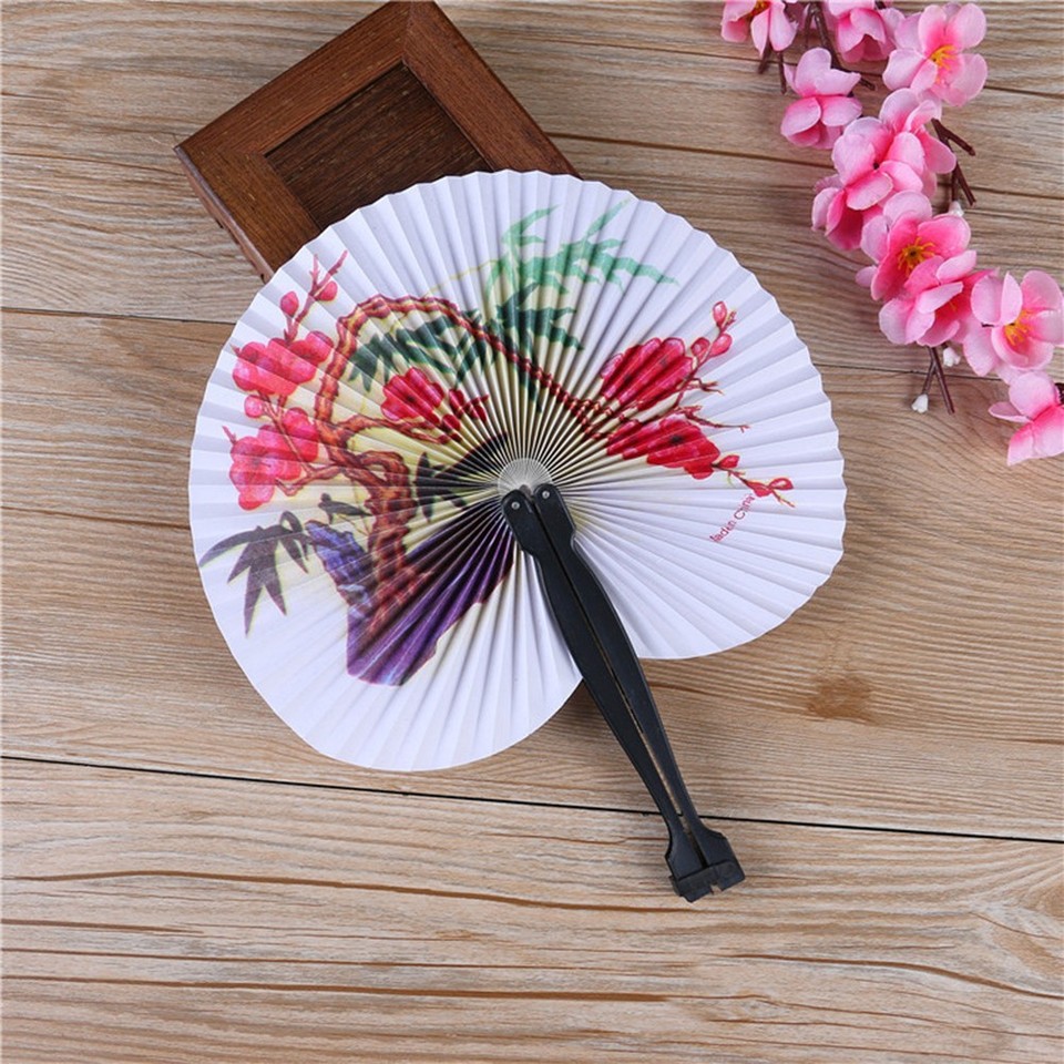 6 Pcs Plastic Handle Fan Foldable Fans Handheld Folding Paper for Kids ...