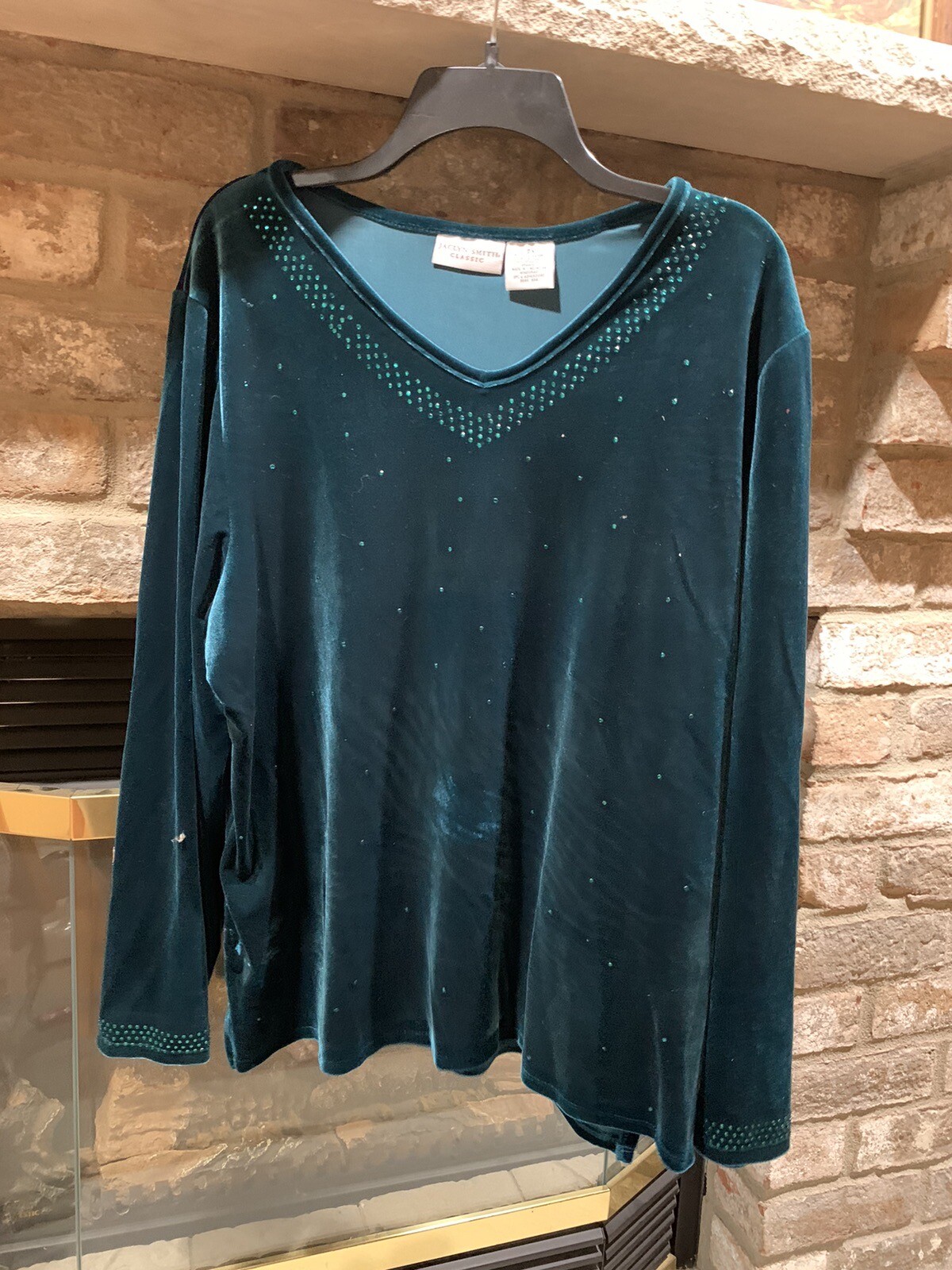 Jaclyn Smith Green Velvet With Green Mini Rhinestones… - Gem