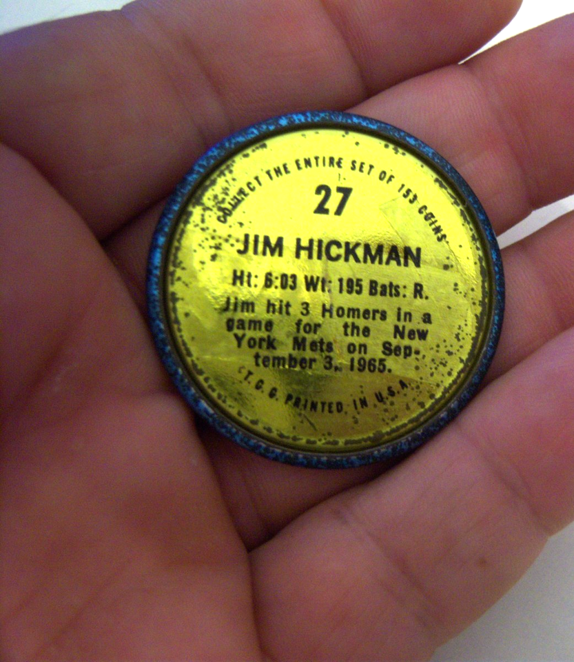 JIM HICKMAN Baseball Player 1971 Metal Disc Coin Pin #27 | eBay