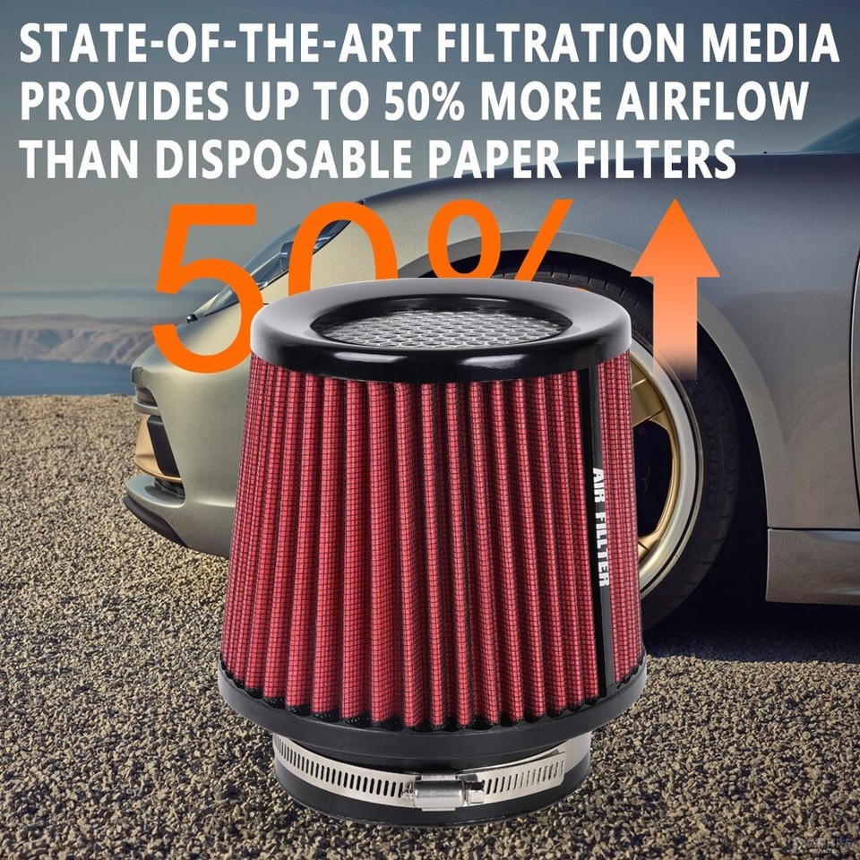 High Flow Performance Cold Air Intake Air Filter 3", 3.5", 4" Inlet, 6. ...