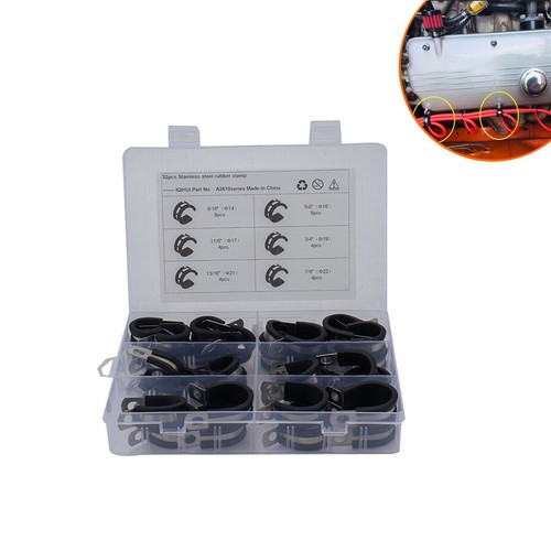 32pcs Rubber Insulated Clamp Stainless Steel Clamp Kit For Hose 9/16 ...