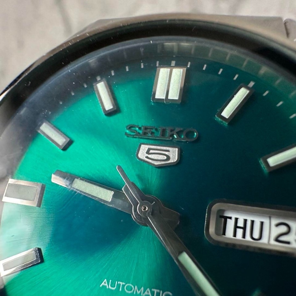 RARE Seiko 5 SNX447 Automatic 7S26-0480 Green Dial Day Date Vintage ...
