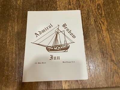 Admiral Benbow Inn Restaurant Menu West Orange NJ 1950's 1960's Vintage ...