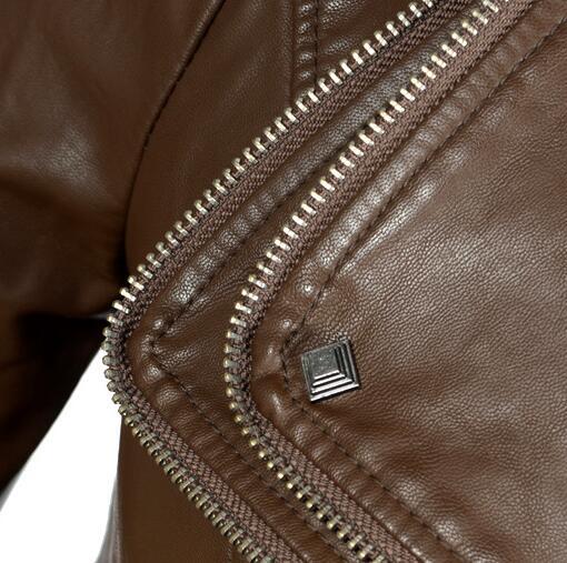 Women's Leather Slim Fit Motorcycle Jacket Zipper Coat Punk Studded ...