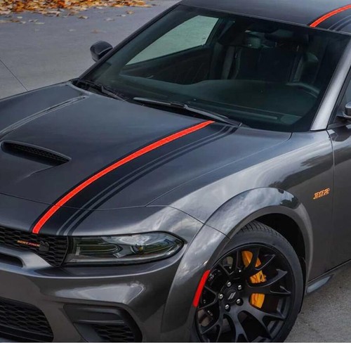 NEW FOR DODGE Challenger Charger Hood Rear Racing Stripes Car Sticker ...