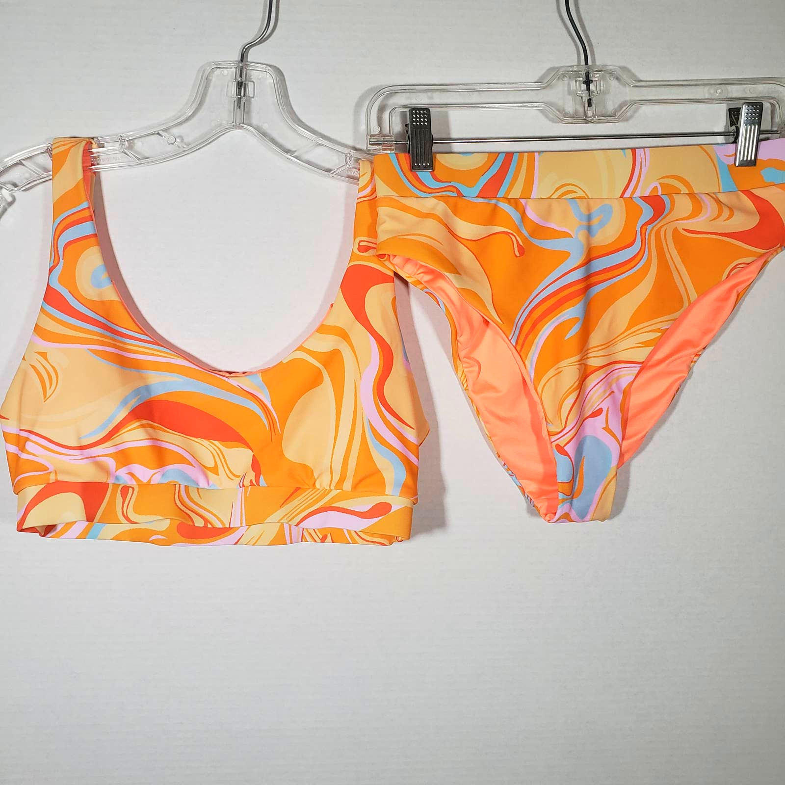 Beach Joy Peach Bikini Retro 60s GoGo Sz M 2 Piece Sw… - Gem