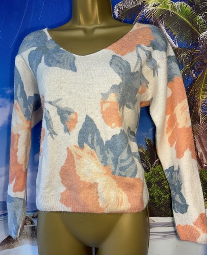 bianco & blu Italy Alpaca Wool Blend Luxury Jumper Orange Roses 34/36 ...