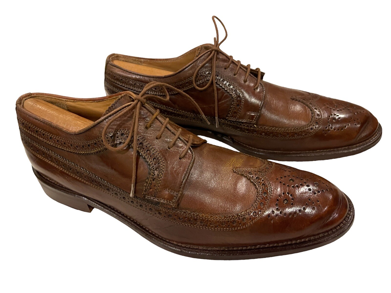 MAXIMO MIRELLA BROWN ITALIAN WING TIP BROGUES, SIZE 1… - Gem