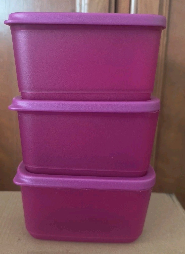 Tupperware Basic Bright Container (Set of 3) Mini Rectangle 1 Cup #8162 ...