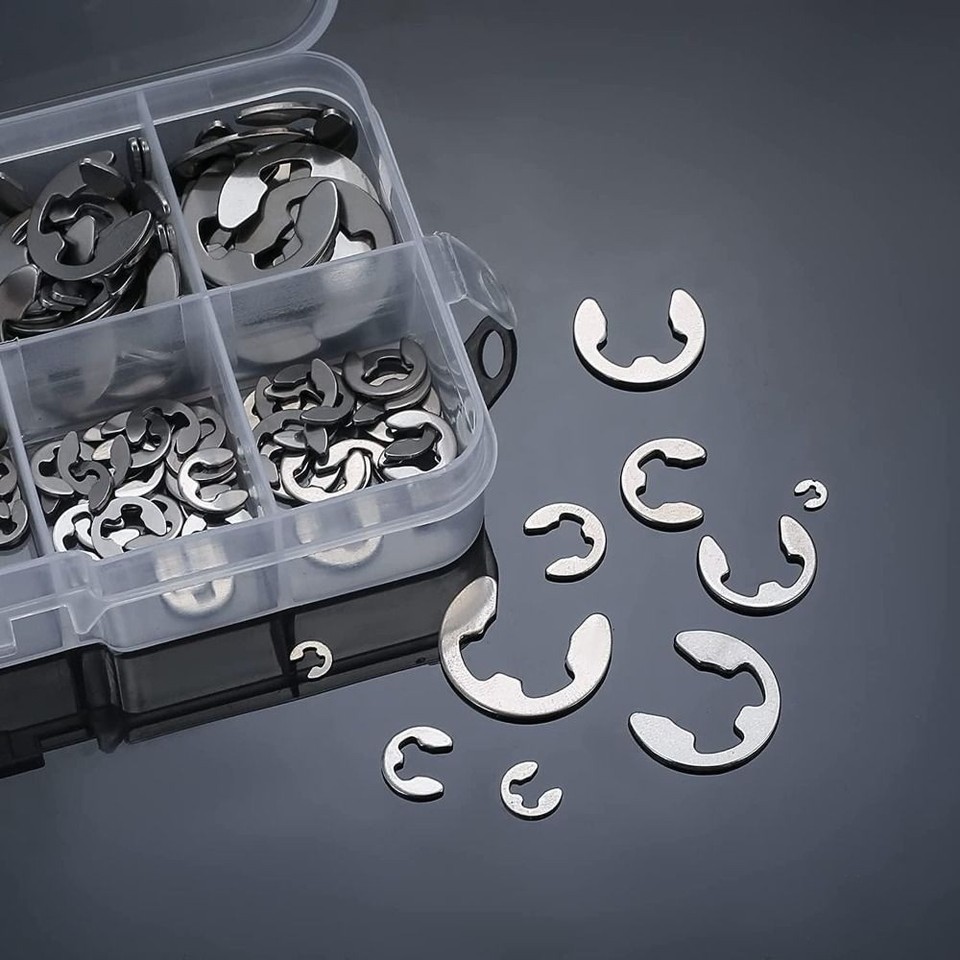 120PCS E-shaped E-Clip Circlip Stainless Steel Snap Ring Set Snap Rings ...