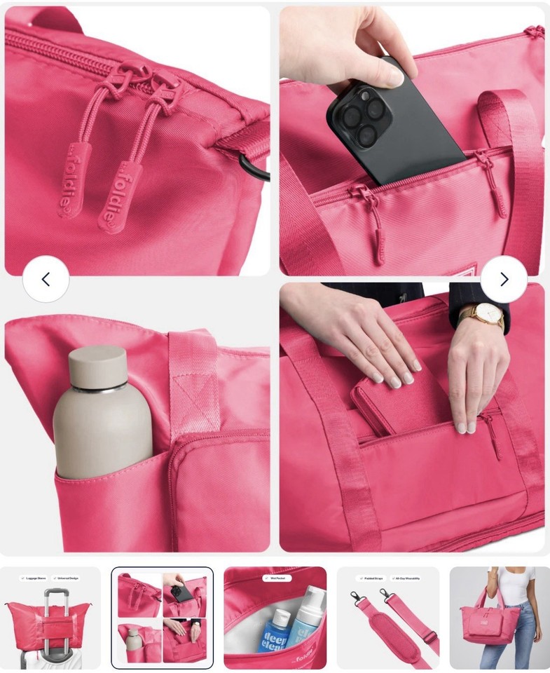 The Original Foldie Foldable Travel Bag 40L Hot Pink NWT | eBay