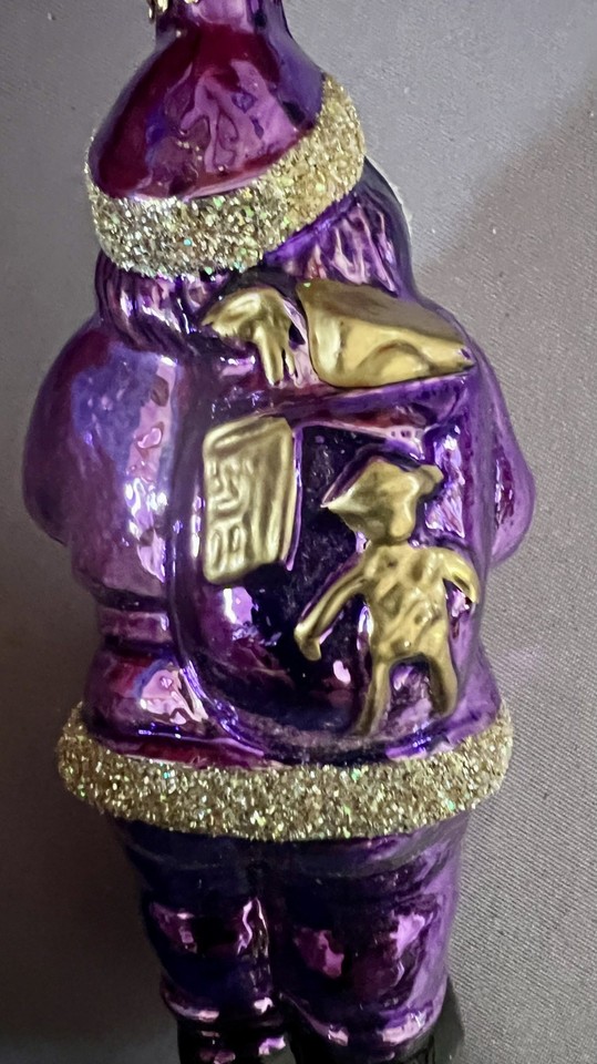 Tradition Glas Creation Blown Glass SANTA CLAUS Ornament Purple Glitter ...