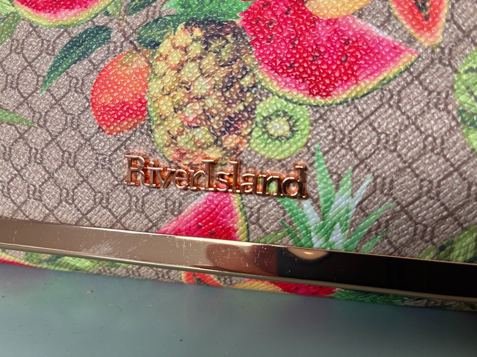 River Island Beige Tropical Fruit Monogram Print Purse WOMAN new with ...