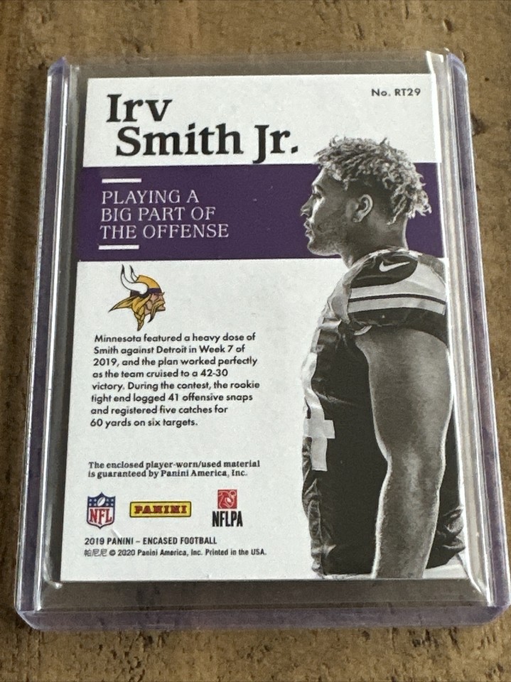 IRV SMITH JR. RC ROOKIE TRIPLE MEM PATCH BALL /25 - 2019 Panini Encased ...