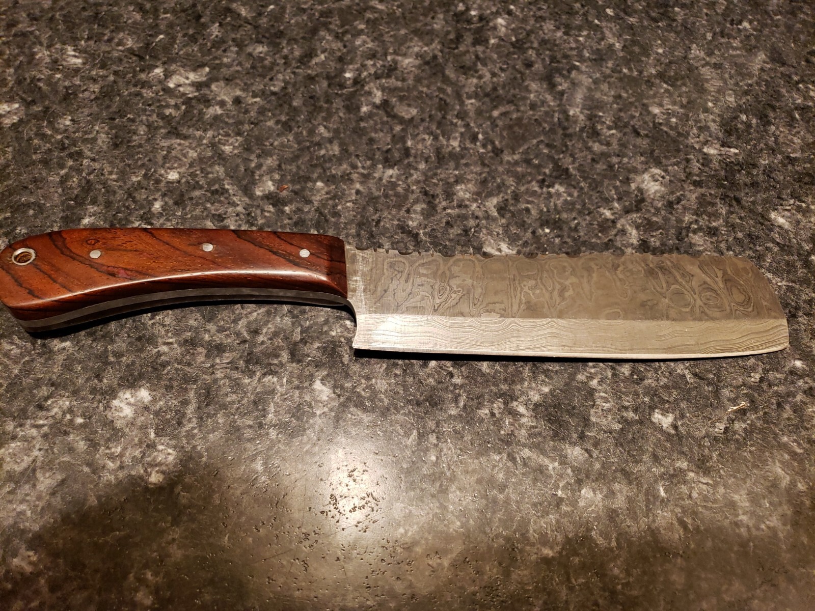 6 Inch Ladder Pattern Damascus Nakiri With Cocobolo Grips | eBay